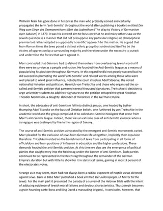 Wilhelm Marr has gone done in history as the man who probably coined ...