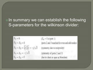 Equal Split Wilkinson Power Divider - Project Presentation | PPTX