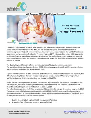 Will advanced apm affect urology revenue | PDF