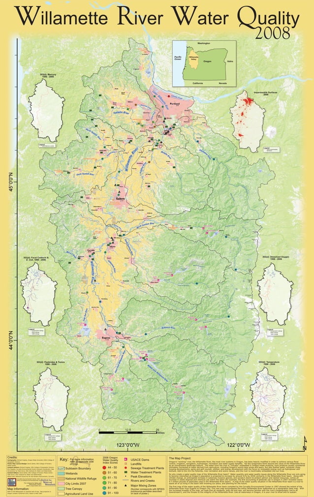 2008 Willamette River Water Quality Map (front) | PDF