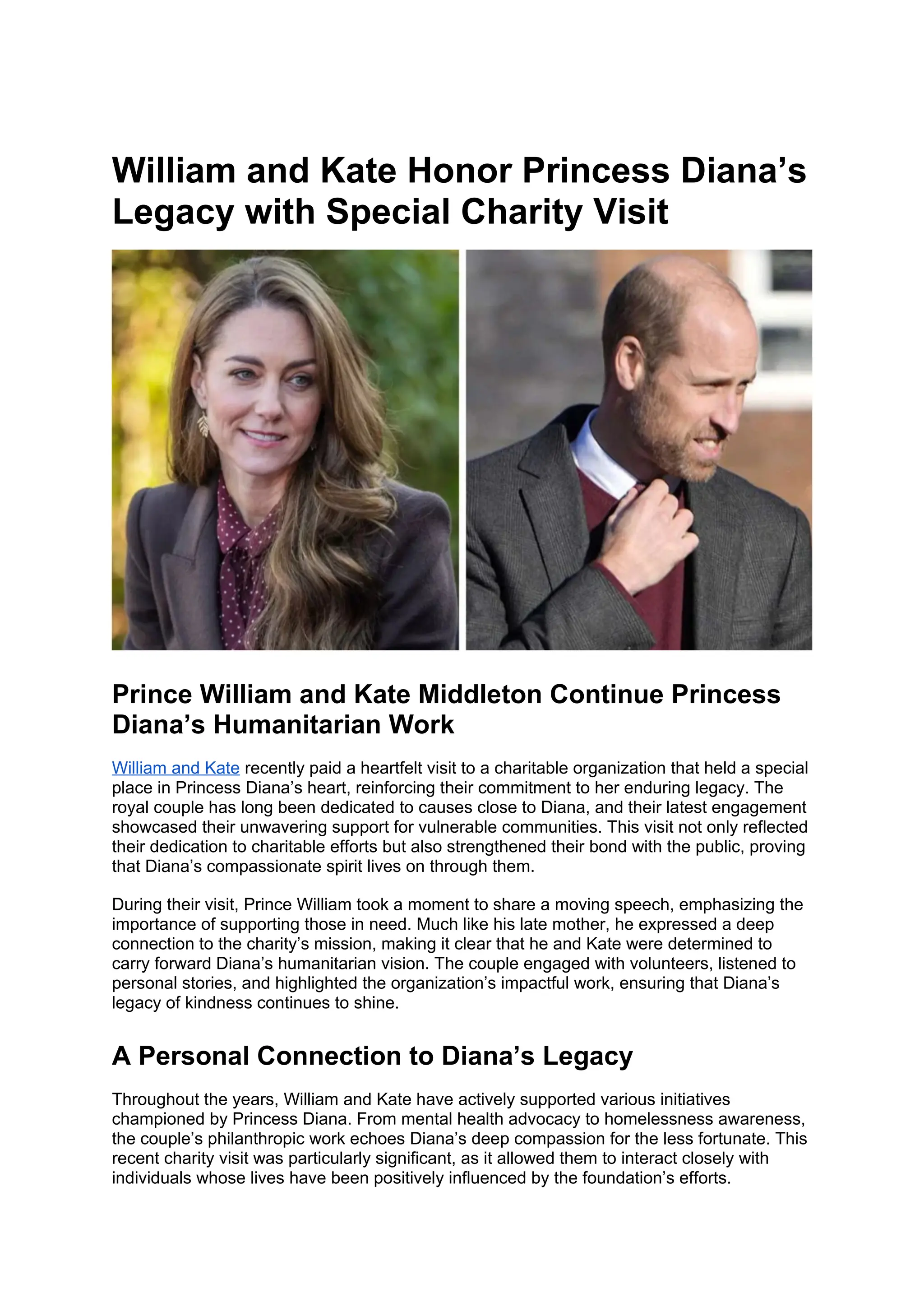 William and Kate Continue Princess Diana’s Legacy with a Heartfelt Charity Visit | PDF
