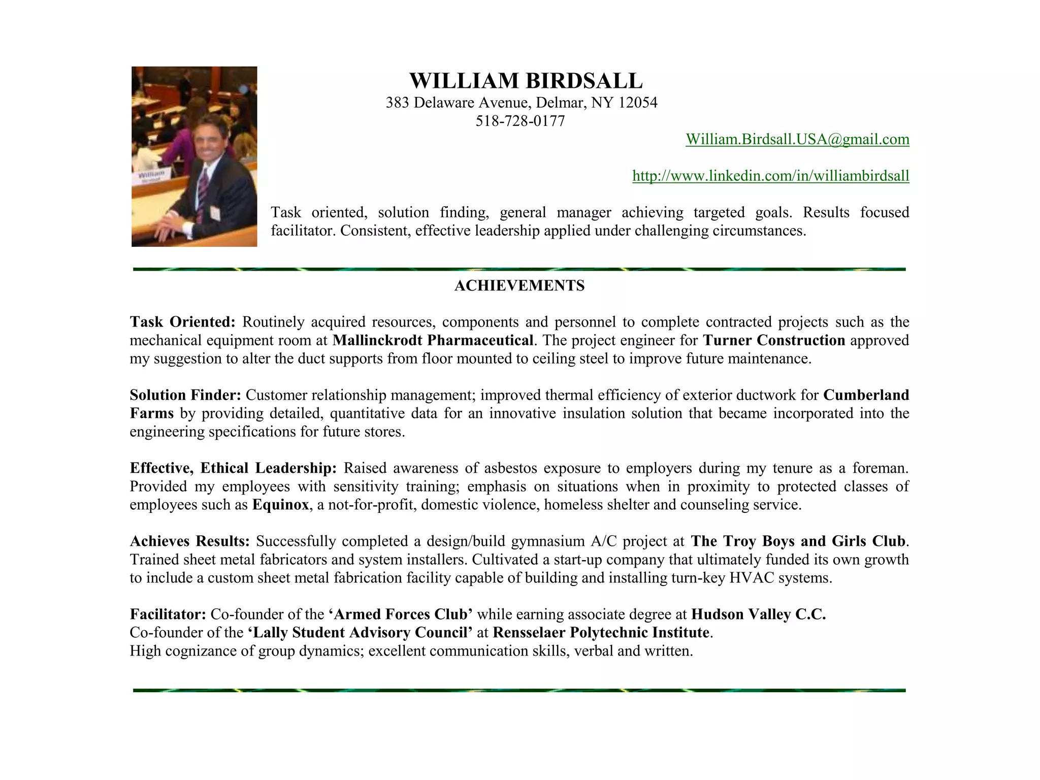 William Birdsall Resume | PPTX