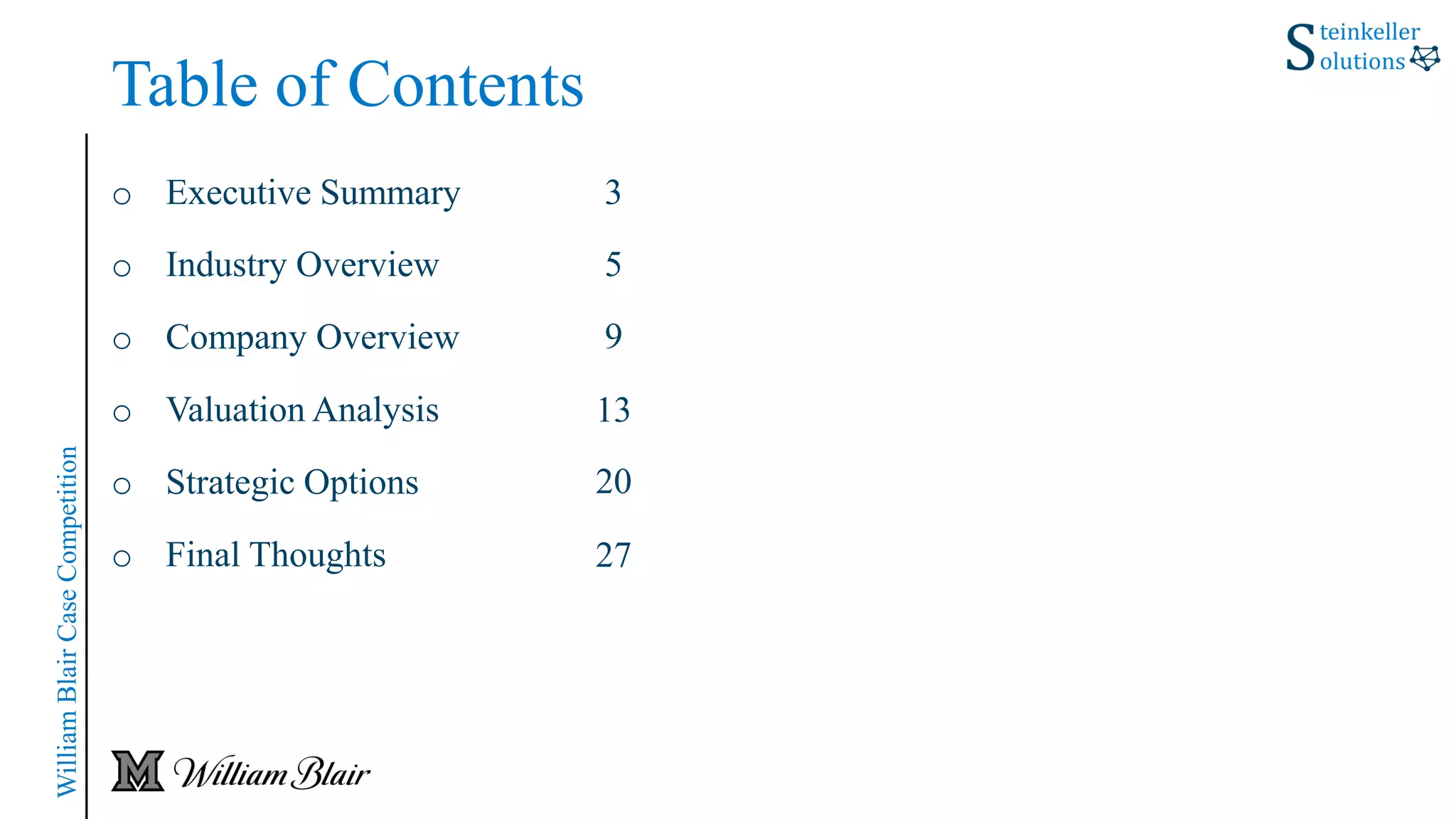 2019 William Blair Investment Banking Case Slide Deck | PDF