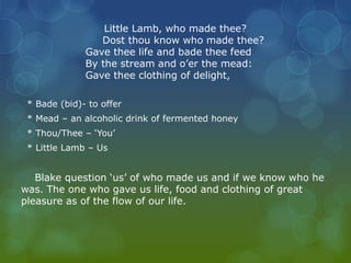 William blake - The Lamb | PPTX