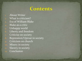 William blake as a social critic | PPTX