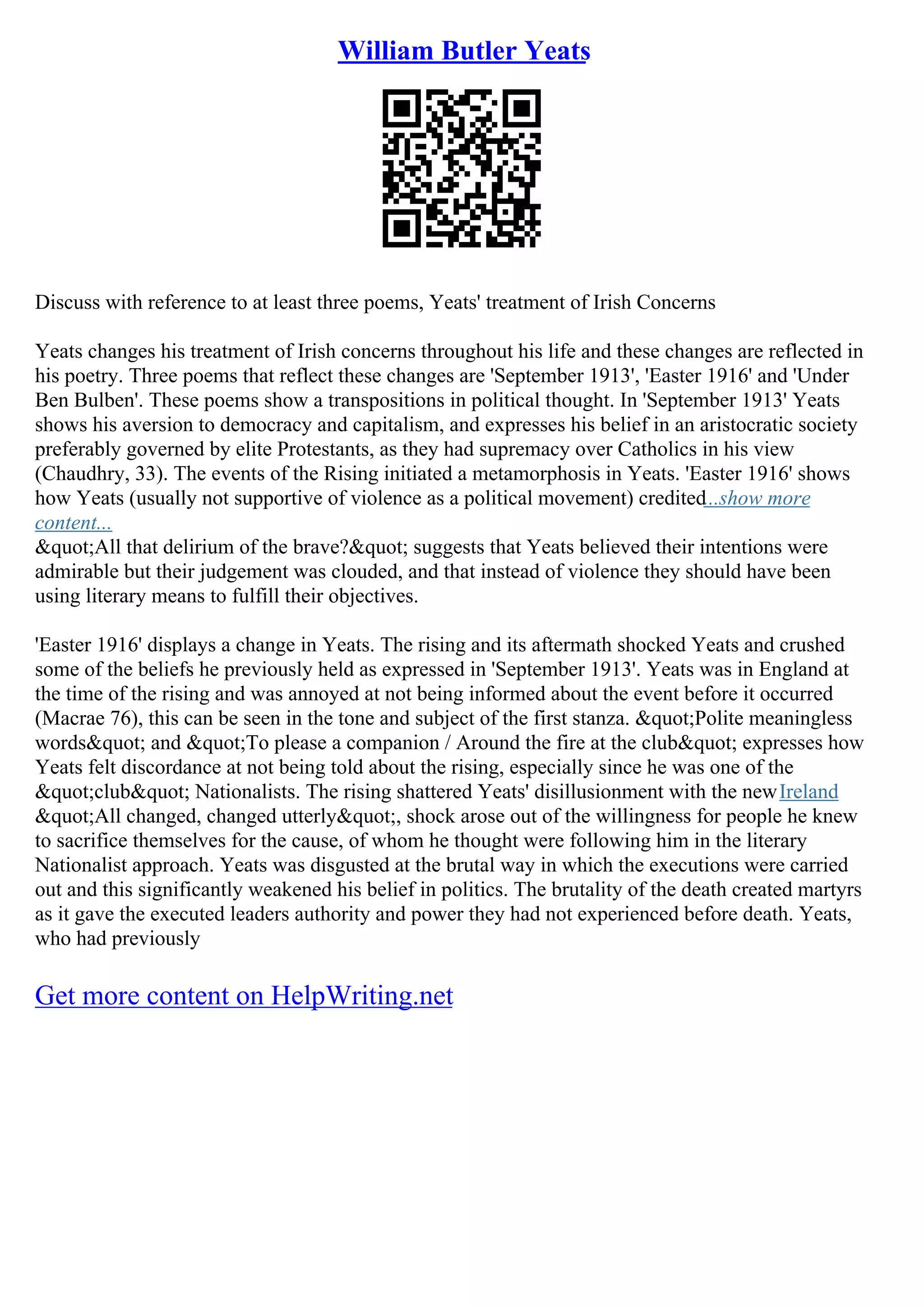 William Butler Yeats | PDF