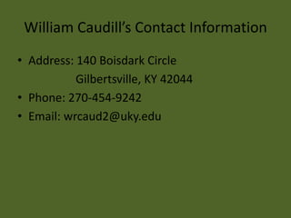 William Caudill Visual Resume | PPTX