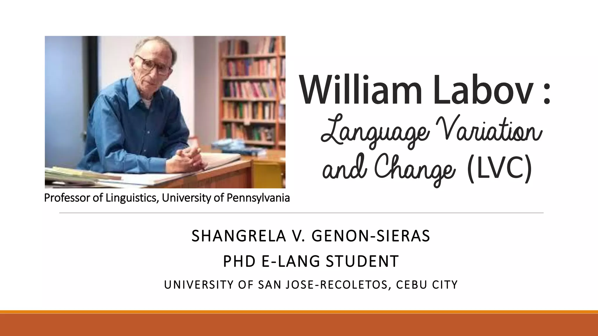 William labov: Language Variation and Change | PDF