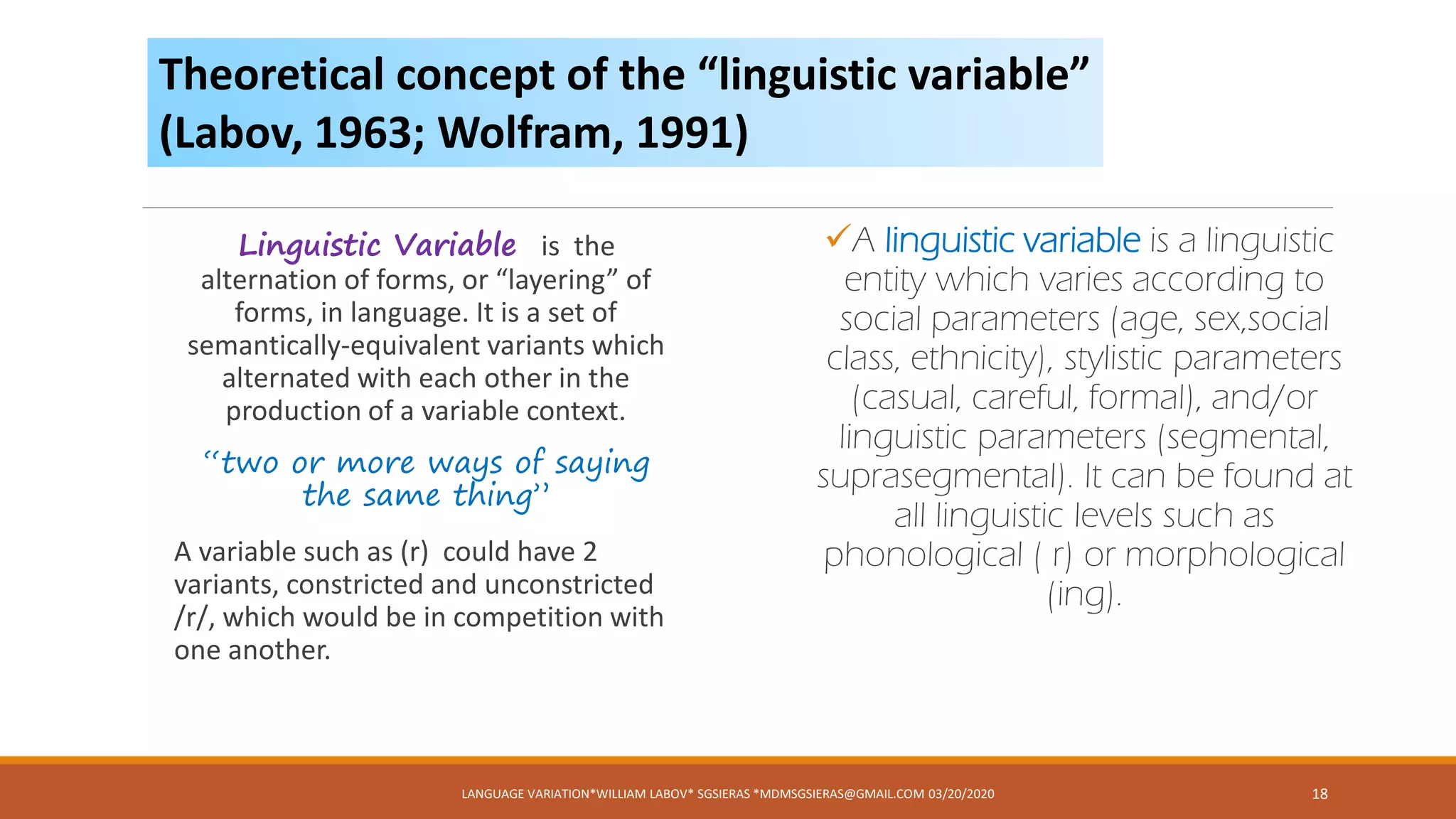 William labov: Language Variation and Change | PDF