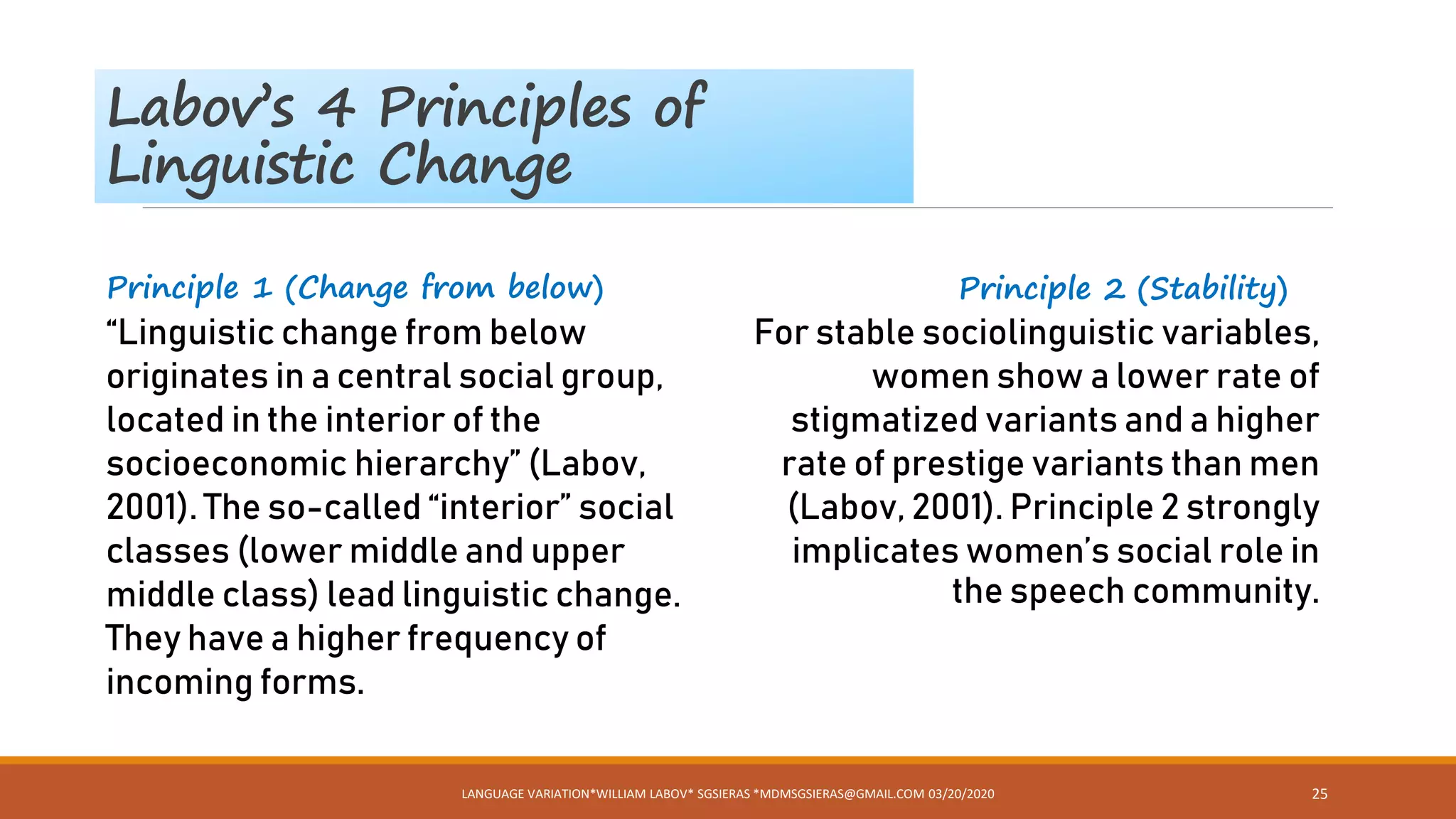 William labov: Language Variation and Change | PDF