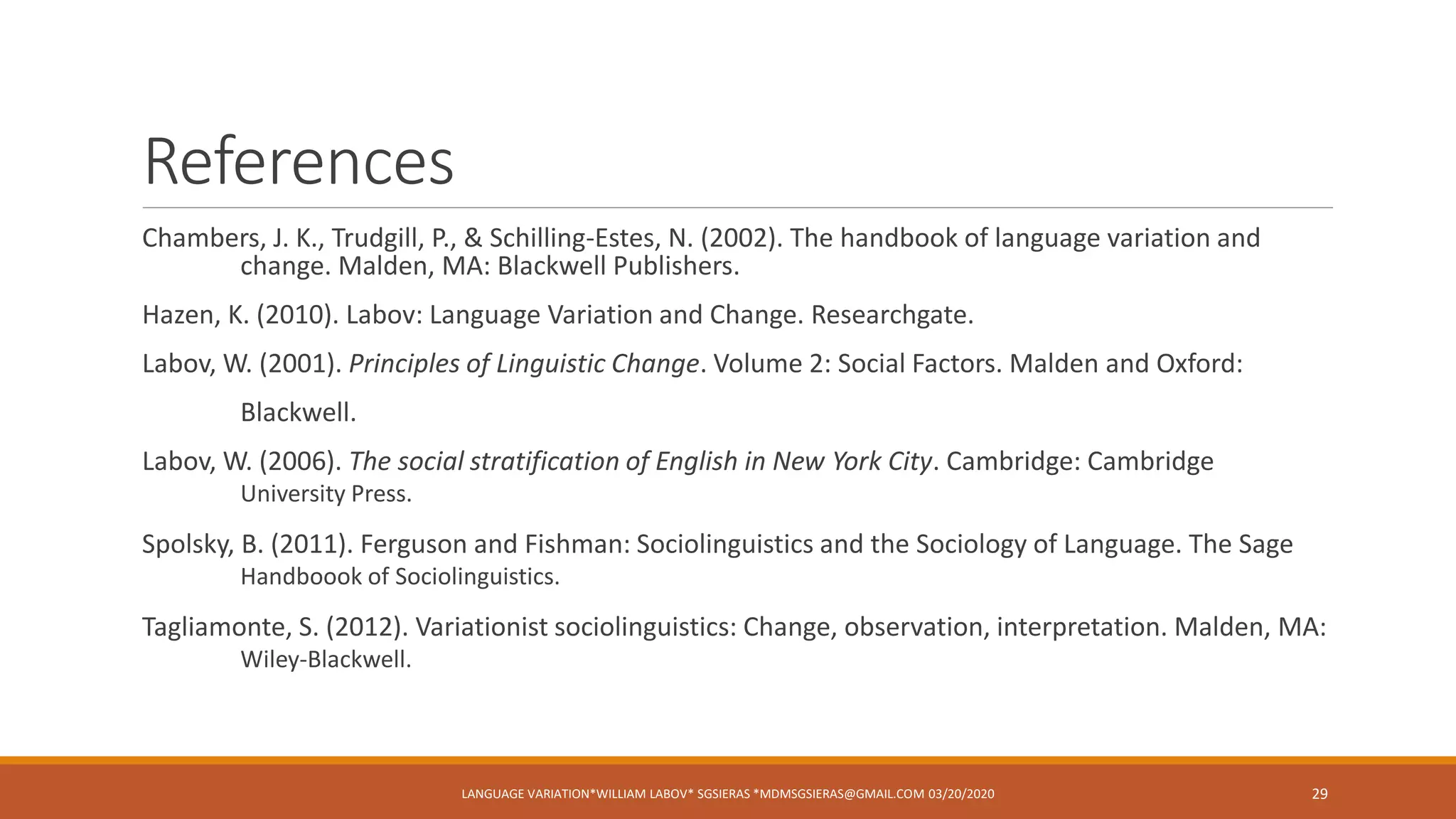 William labov: Language Variation and Change | PDF