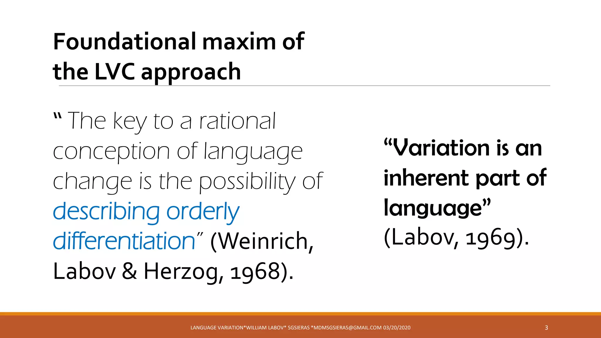 William labov: Language Variation and Change | PDF