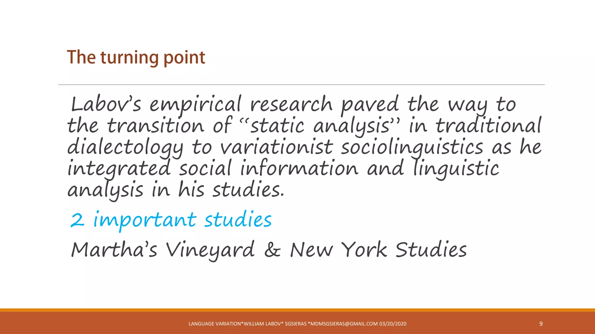 William labov: Language Variation and Change | PDF