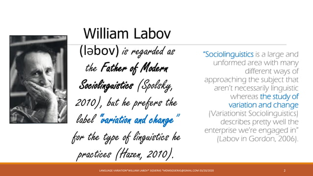 William labov: Language Variation and Change | PDF