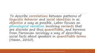 William labov: Language Variation and Change | PDF