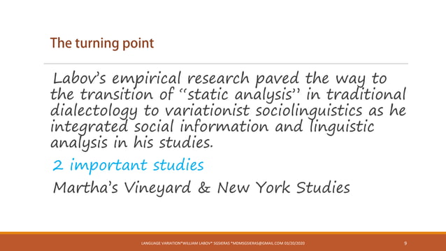 William labov: Language Variation and Change | PDF