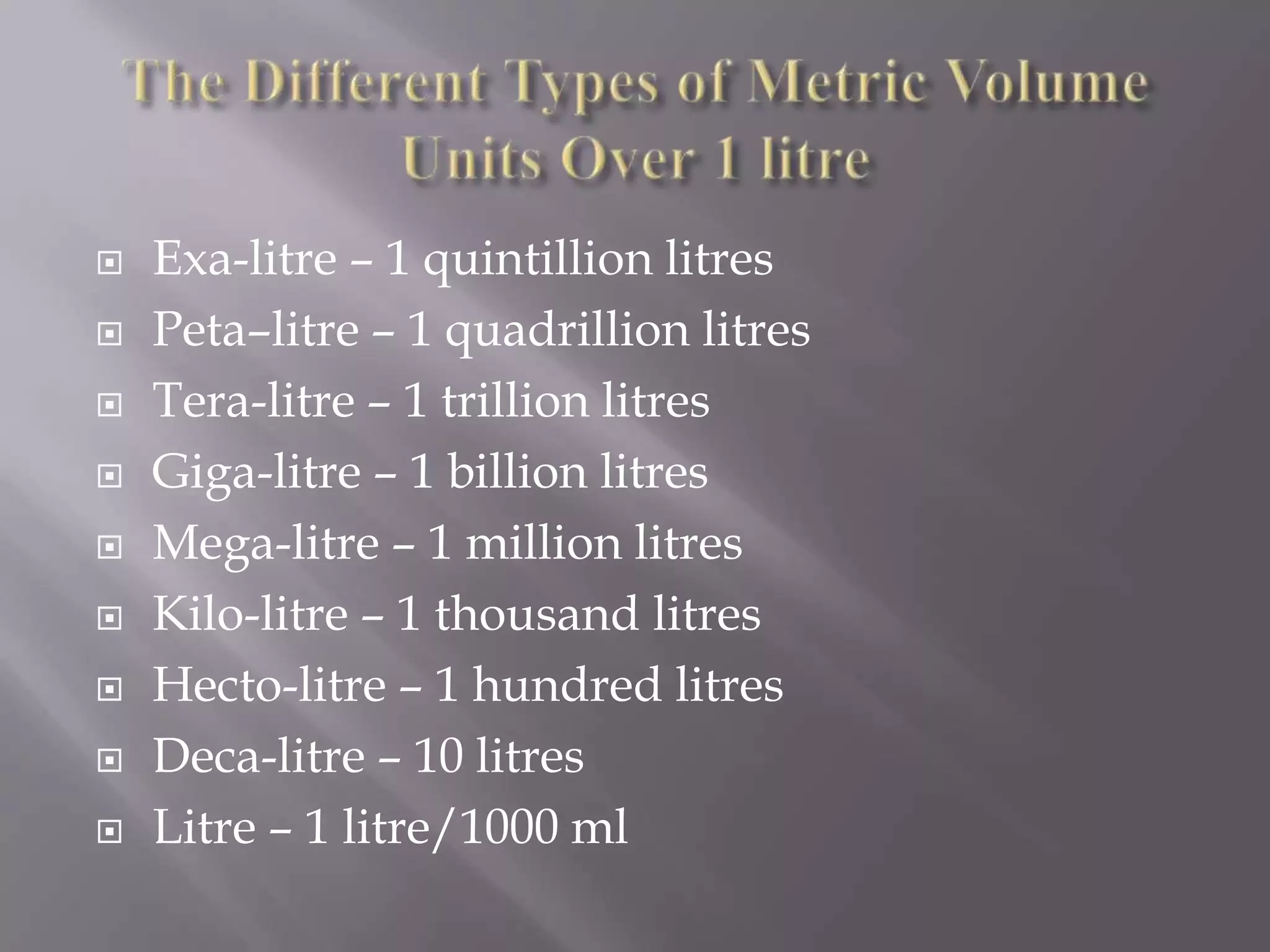 William: Converting Metric Volumes | PPTX
