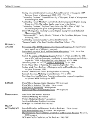 William R. Swinyard, Bill Swinyard resume | PDF