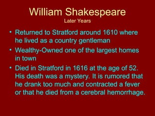 William Shakespeare life and works brief summary | PPT