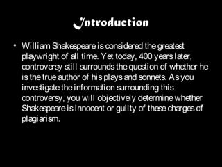 William shakespeare authorship | PPT