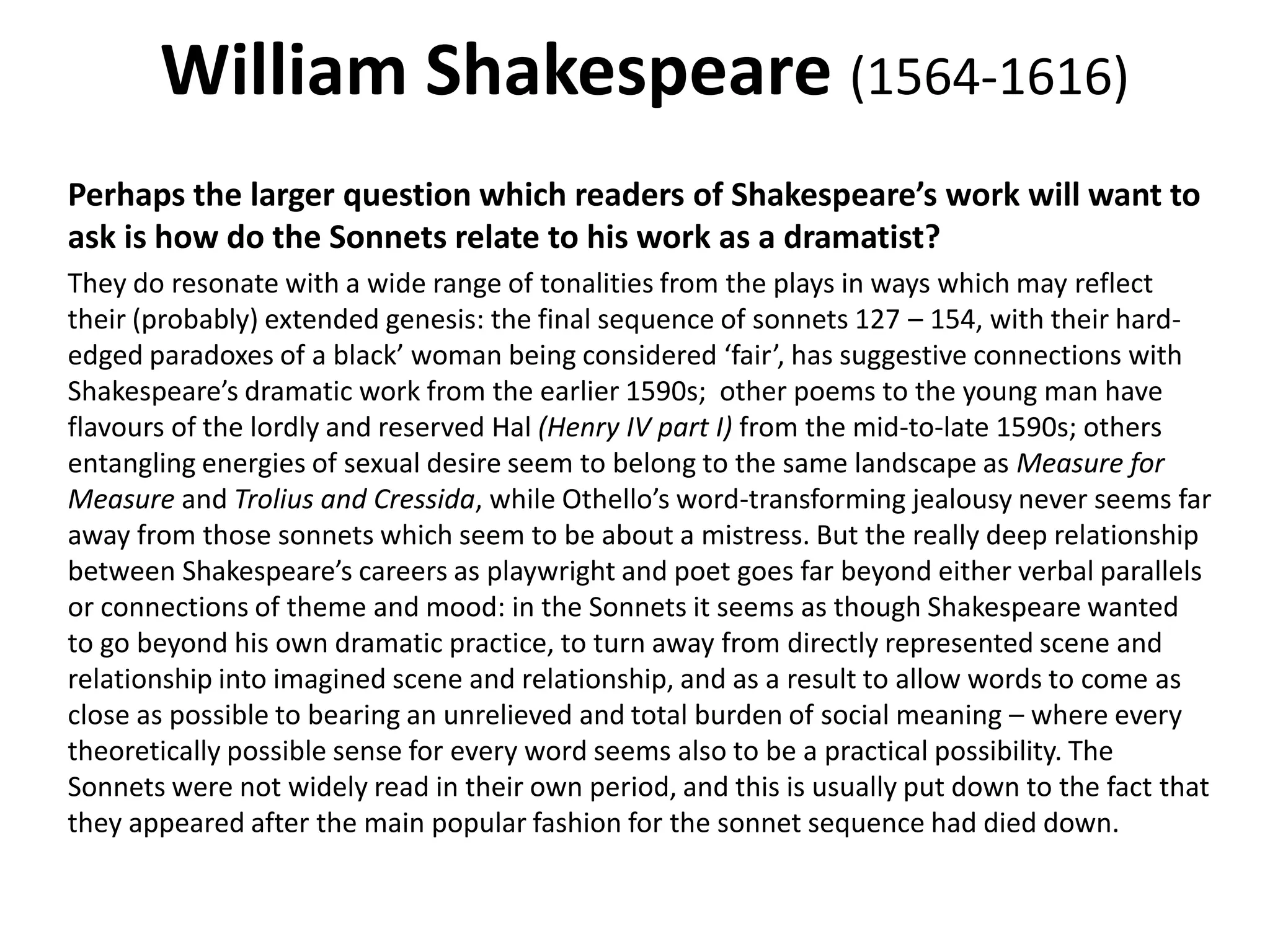 William shakespeare the renaissance | PPTX