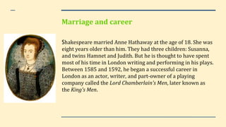 William shakespeare '' The Great Bard'' biography | PPTX
