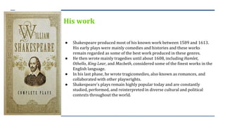 William shakespeare '' The Great Bard'' biography | PPTX