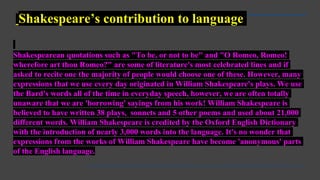 William shakespeare '' The Great Bard'' biography | PPT