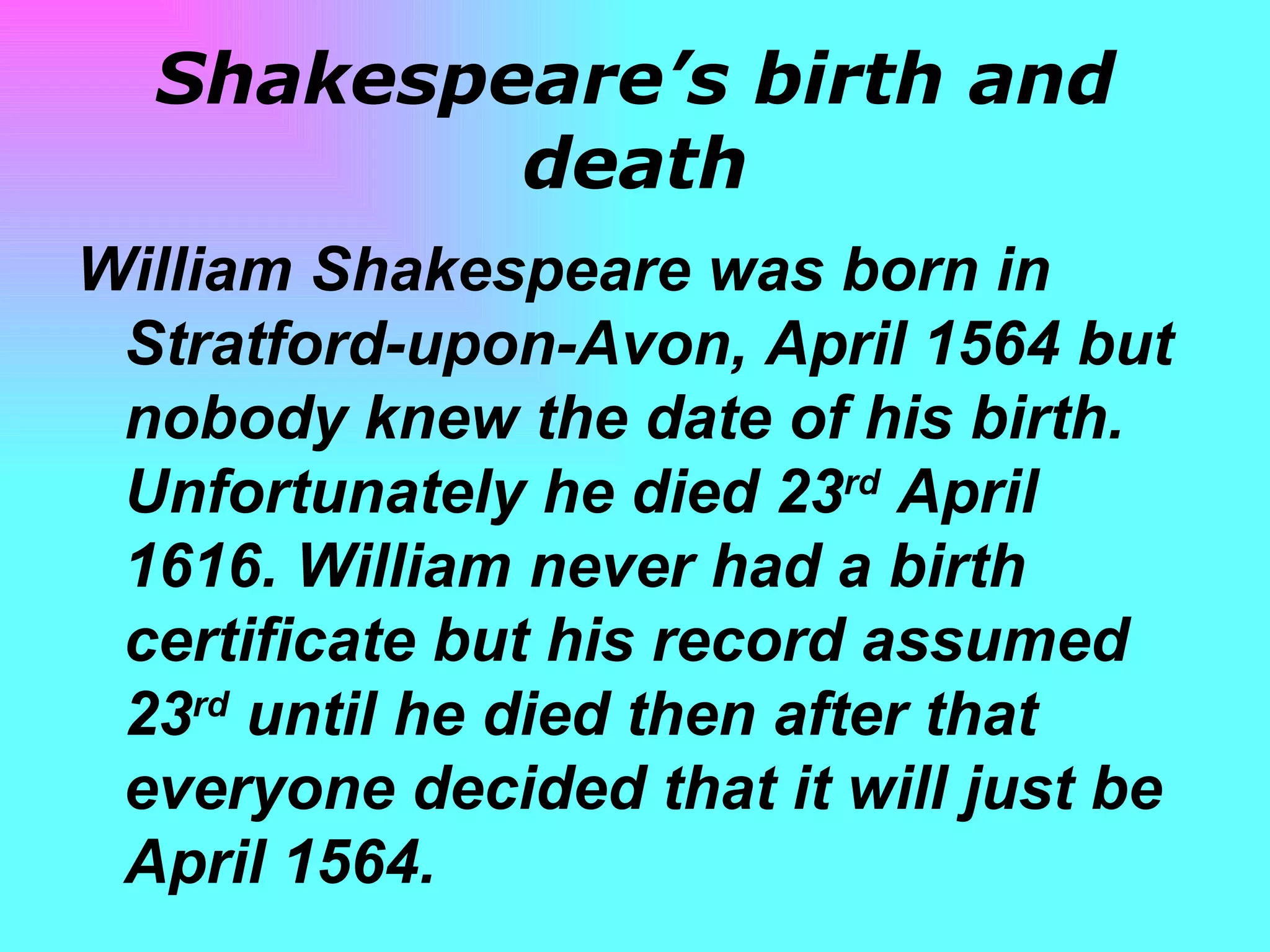 William shakespeare biography | PPT