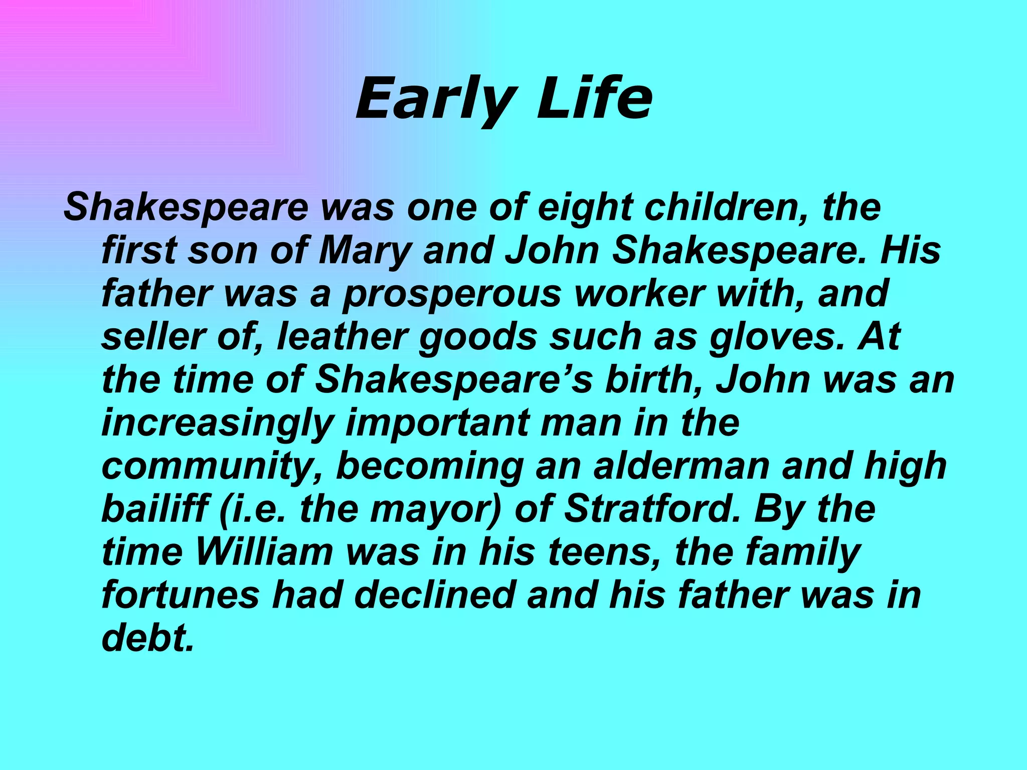 William shakespeare biography | PPT