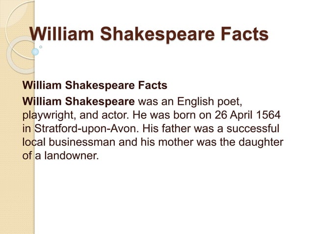 William shakespeare facts | PPTX | Marriage and Civil Unions | Family ...
