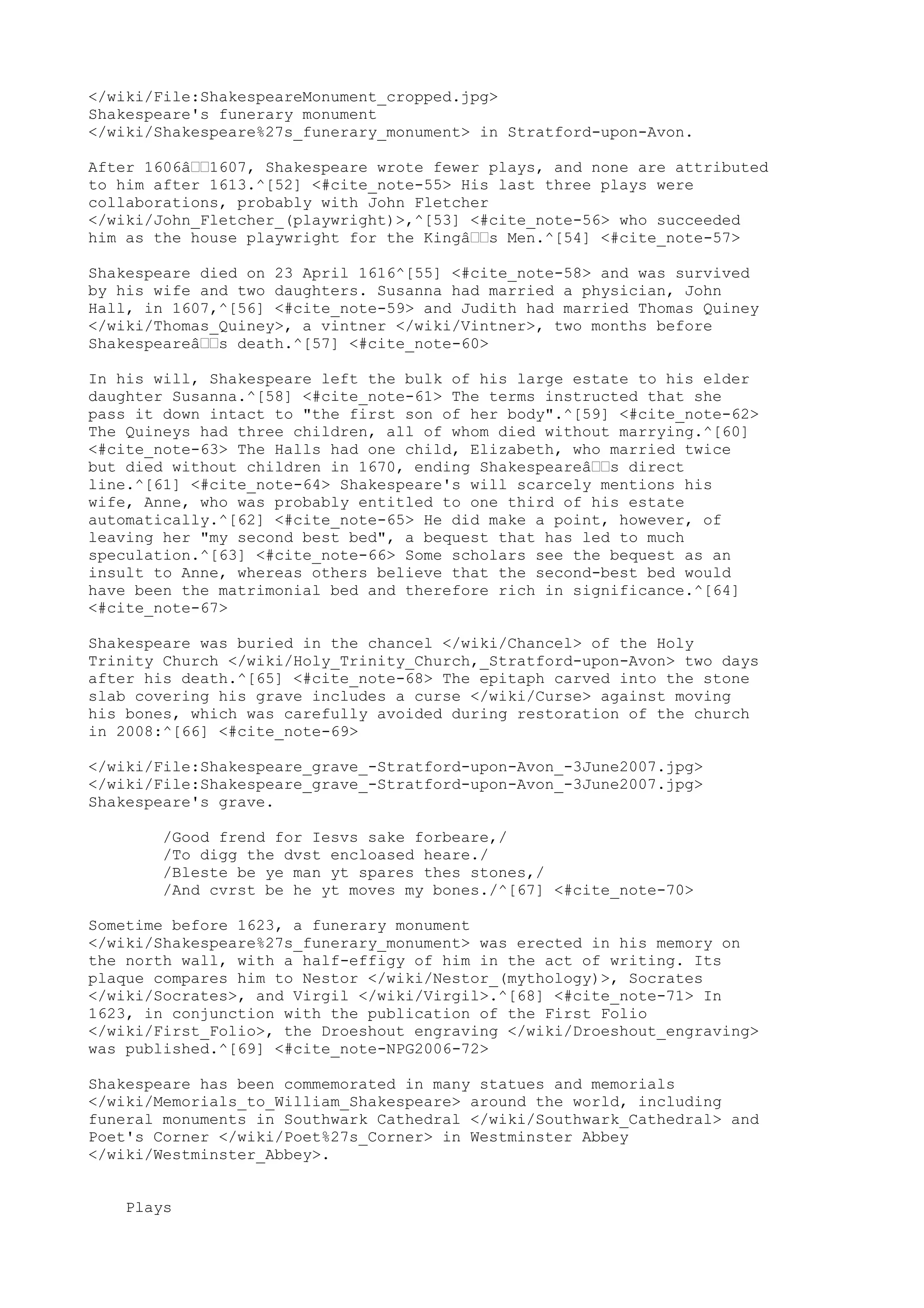 William shakespeare life and times | TXT