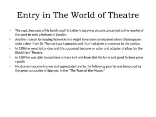 William Shakespeare, his life description and works | PPTX