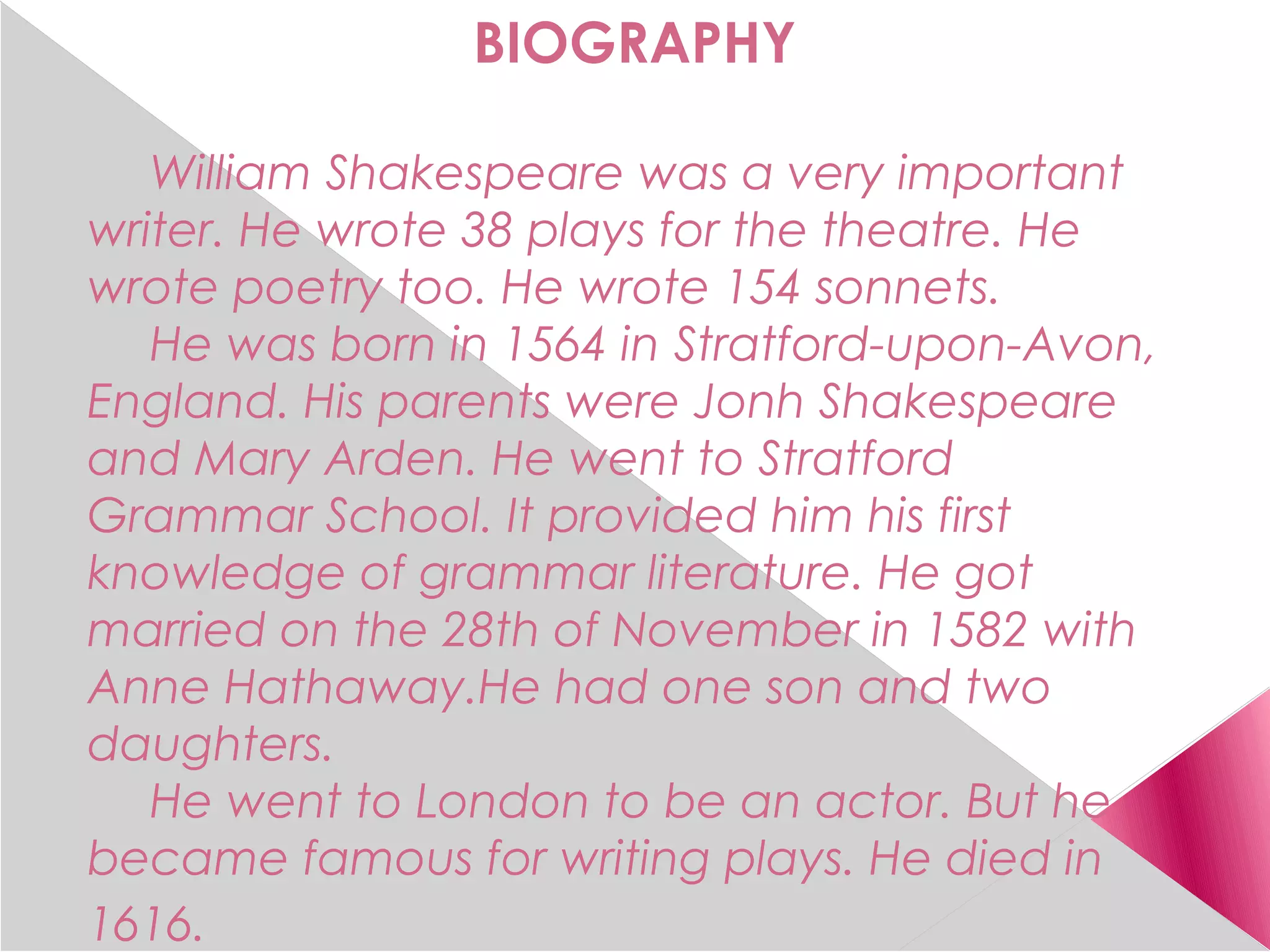William shakespeare power point | ODP | Theater | Fine Art