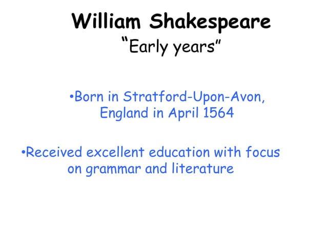 William shakespeare project english | PPTX | Books and Literature