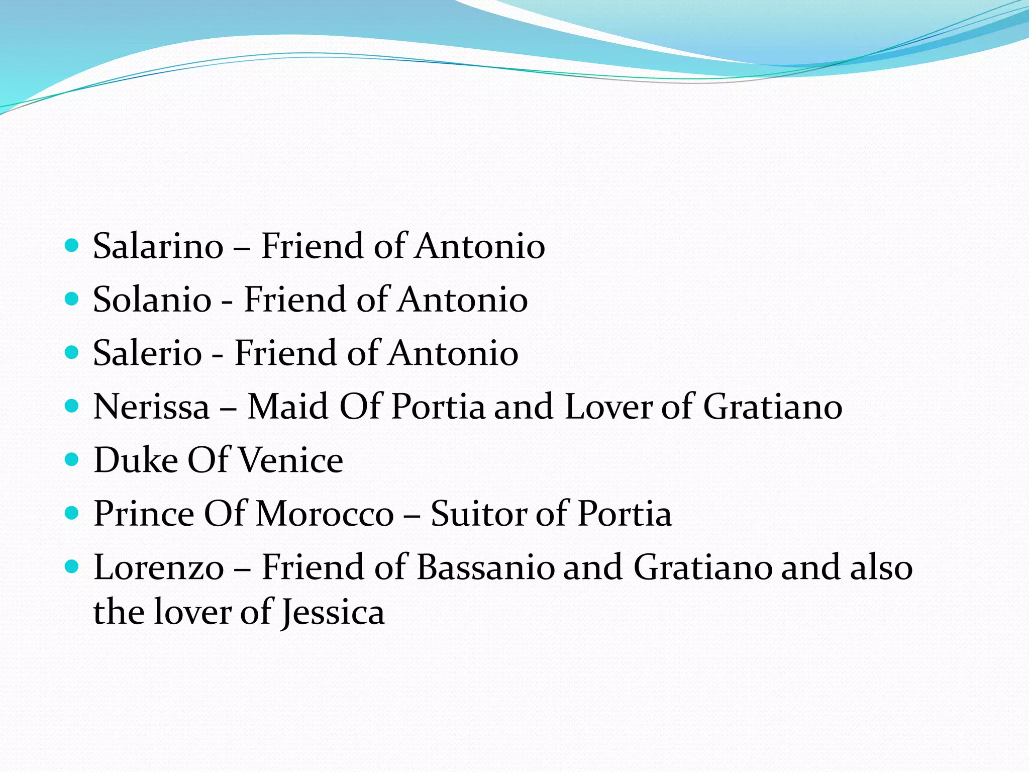 William shakespeares the merchant of venice characters | PPTX