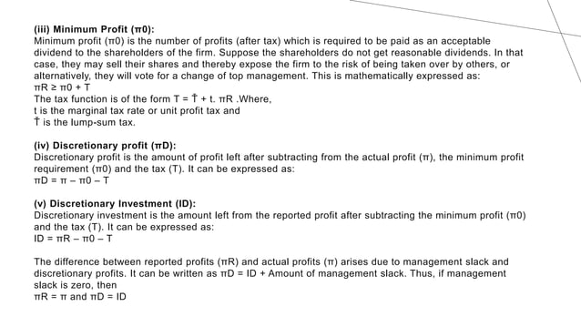 Williamson's Managerial Discretion Model (4).pptx | Business Accounting ...