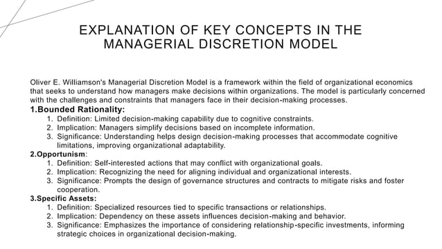 Williamson's Managerial Discretion Model (4).pptx | Business Accounting ...