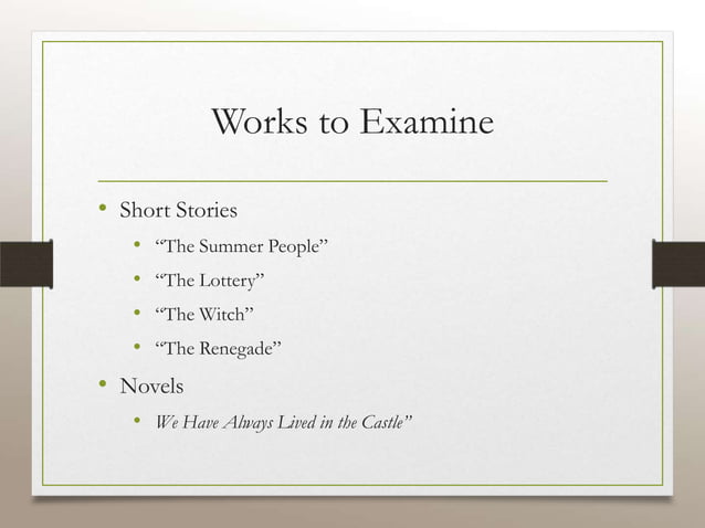 Everyday Evil in the Works of Shirley Jackson | PPT