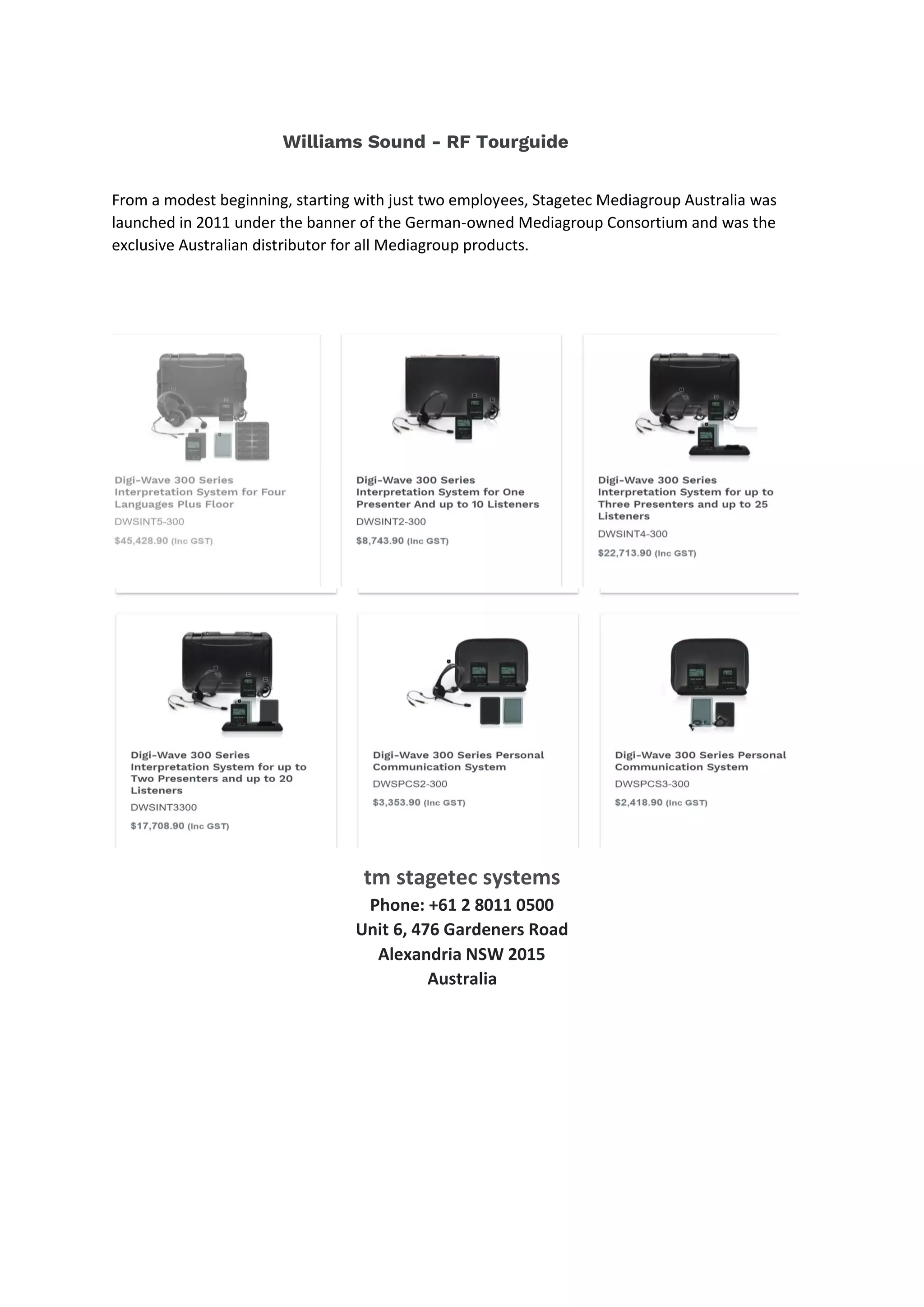 Williams sound rf tourguide | PDF