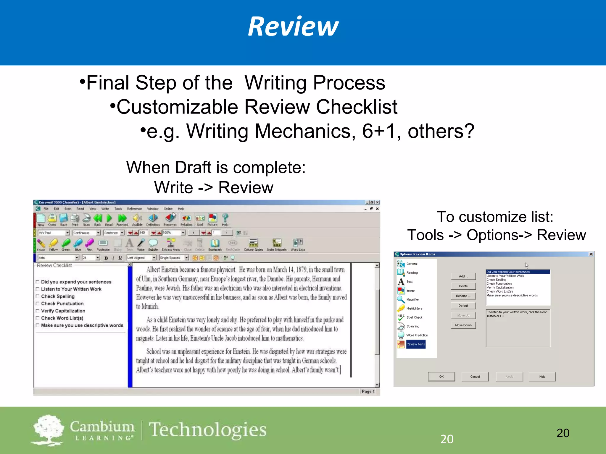 Williamstown 2009 Kurzweil 3000 Supports Writing | PPT