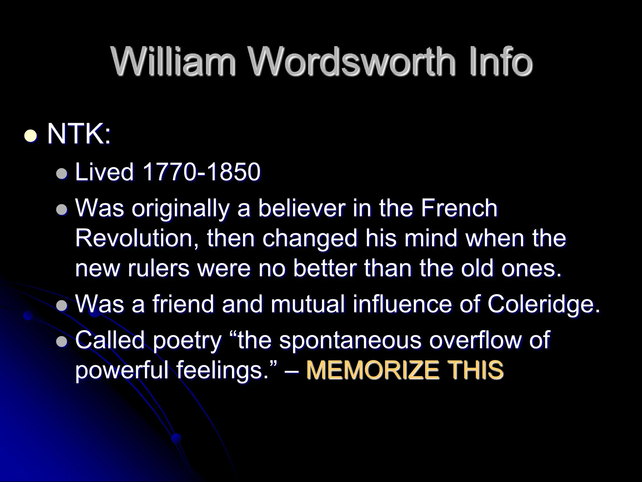 William Wordsworth life and works .pptxx | PPT