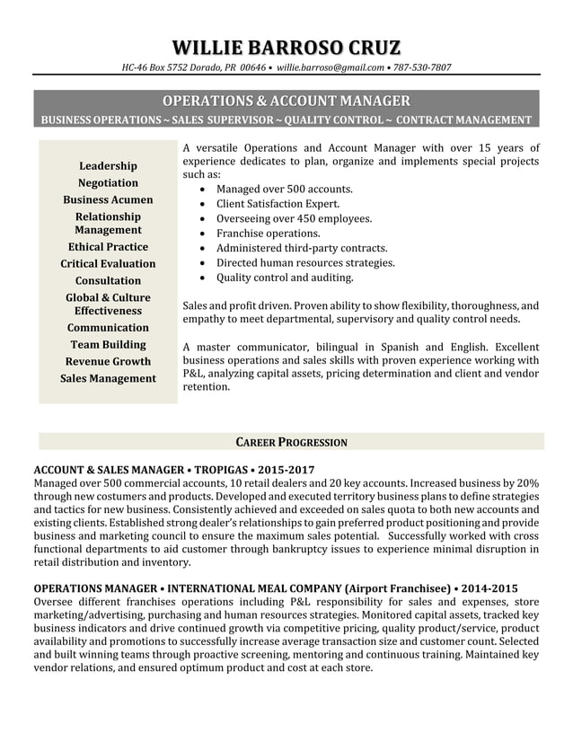 Willie Barroso Resume | PDF