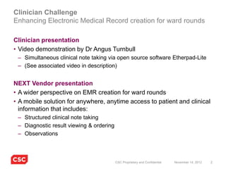 Enhancing Electronic Medical Record Creation for Ward Rounds | PPTX
