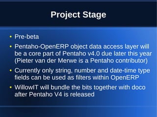 OpenERP - Pentaho Integration, WillowIT | PDF