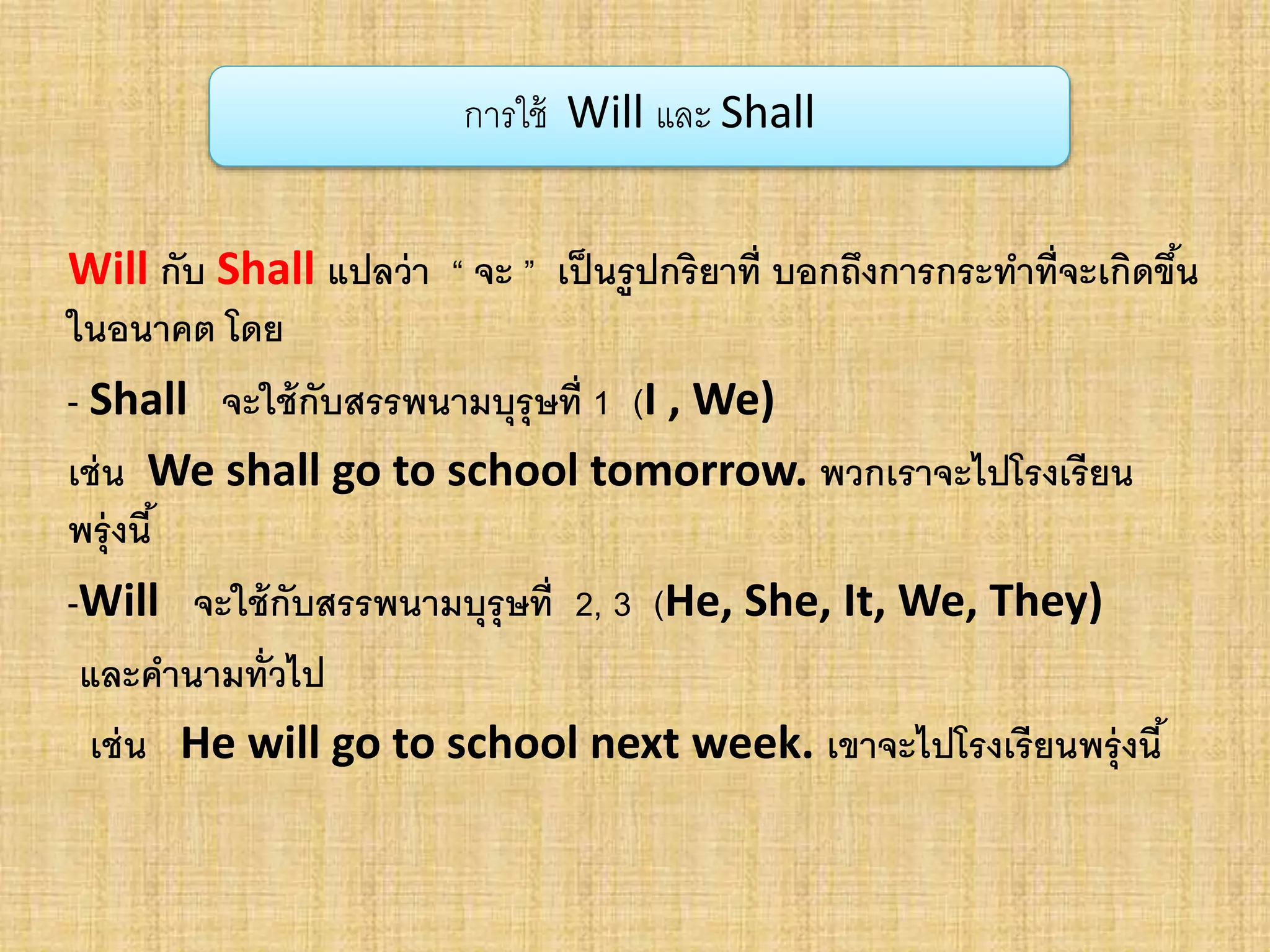 การใช้ Will และ shall | PPTX