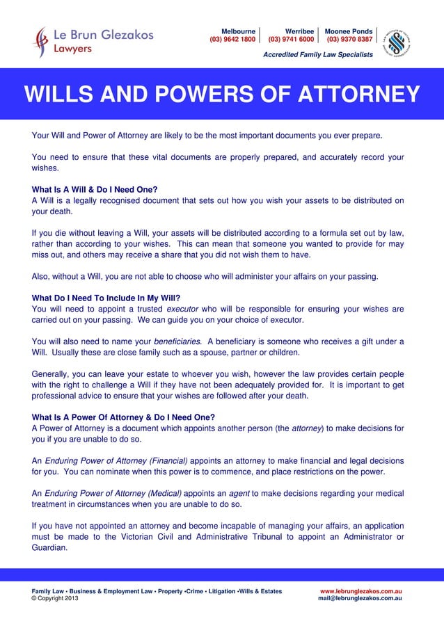 Wills & Powers Of Attorney | PDF