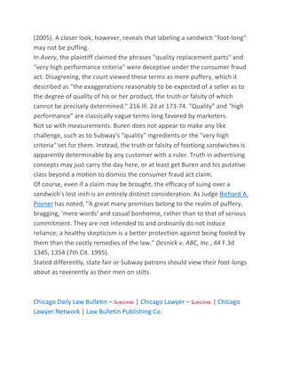 Will Subway Use the 'Puffery Defense' in Suits Over Foot-Longs? | PDF