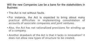 Will the new Companies Law be a boon or a bane for the stakeholders in ...