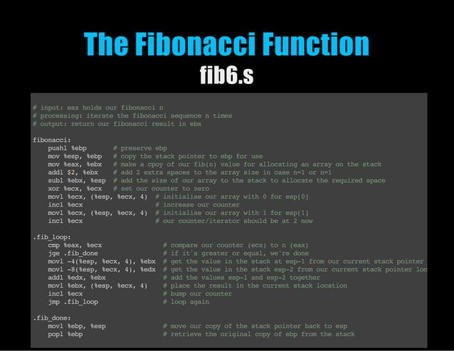Creating A Fibonacci Generator In Assembly By Willem Van Ketwich Ppt